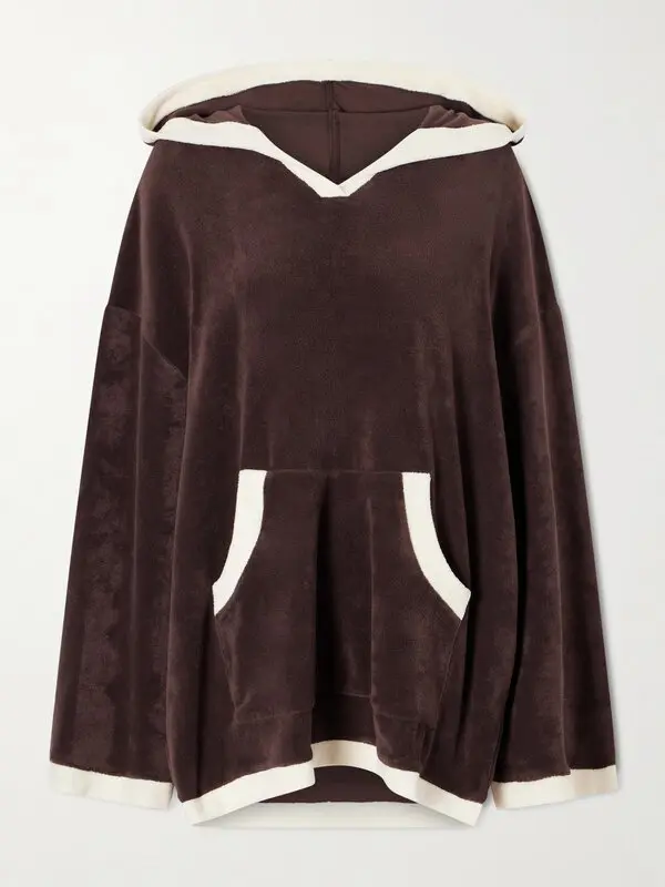 Staud Anona Hooded Cotton-blend Terry Coverup - Brown