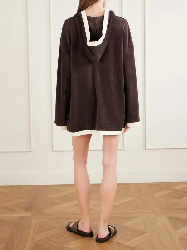 Staud Anona Hooded Cotton-blend Terry Coverup - Brown