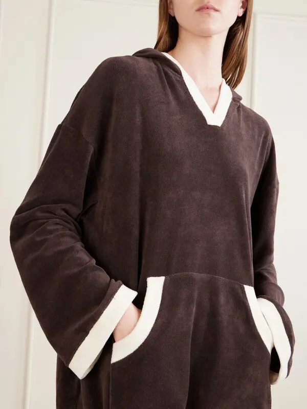 Staud Anona Hooded Cotton-blend Terry Coverup - Brown