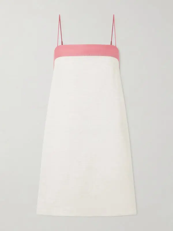 Staud Laura Two-tone Linen Mini Dress - Neutrals