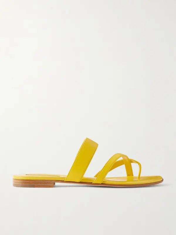Manolo Blahnik Susa Leather Sandals - Yellow