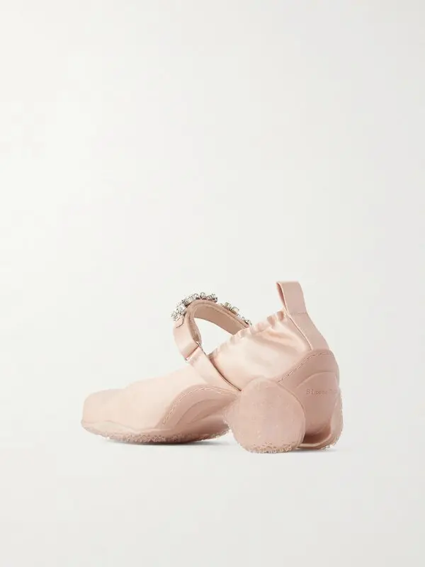 Simone Rocha Ballet Runner Crystal-embellished Satin Pumps - Pink