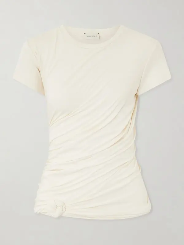 Magda Butrym Gathered Jersey T-shirt - Neutrals
