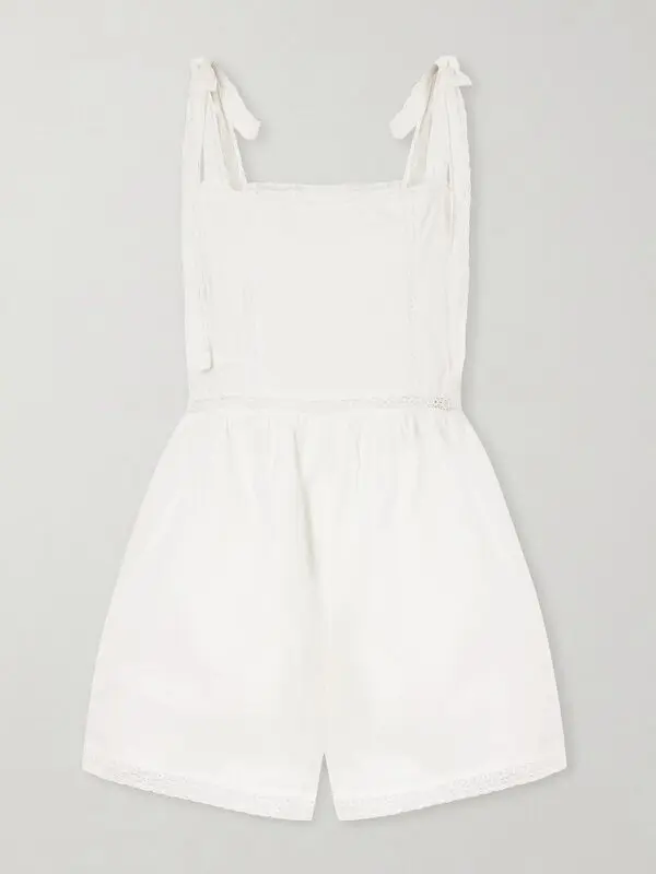 Faithfull The Brand Emilia Lace-trimmed Playsuit - White