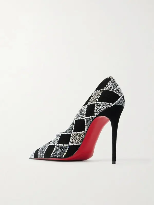 CHRISTIAN LOUBOUTIN Doria 100 Crystal-embellished Suede Pumps