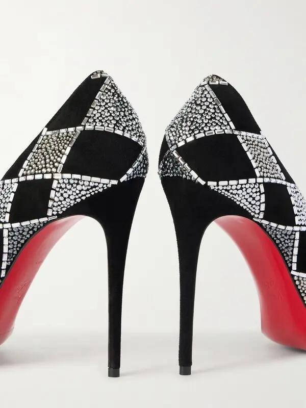 CHRISTIAN LOUBOUTIN Doria 100 Crystal-embellished Suede Pumps