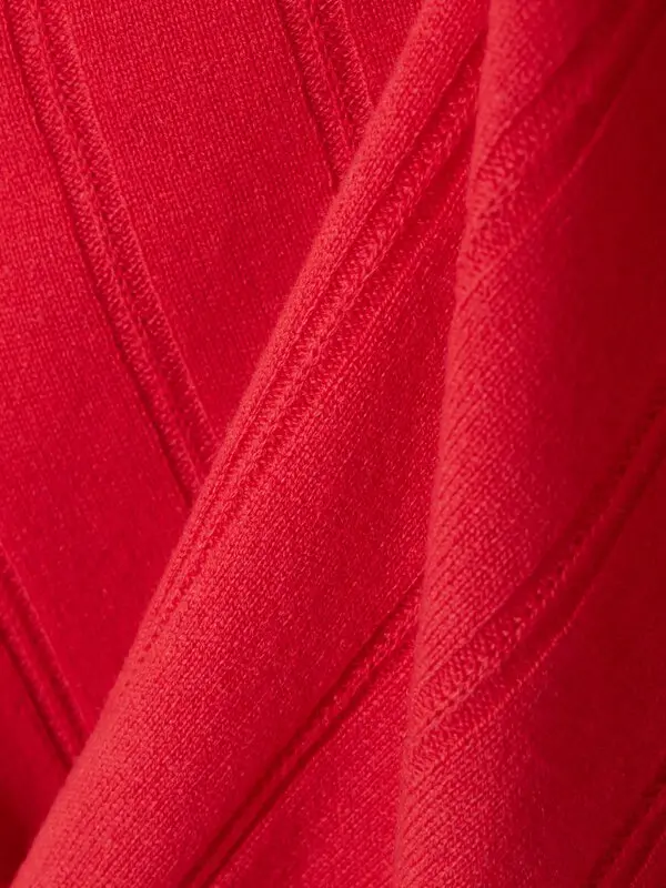 Guest In Residence Pele Two-tone Ribbed Cashmere Polo Sweater - Red