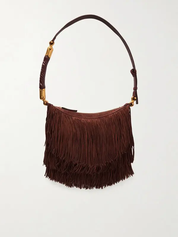 Balmain Ebene Fringed Shoulder Bag - Brown