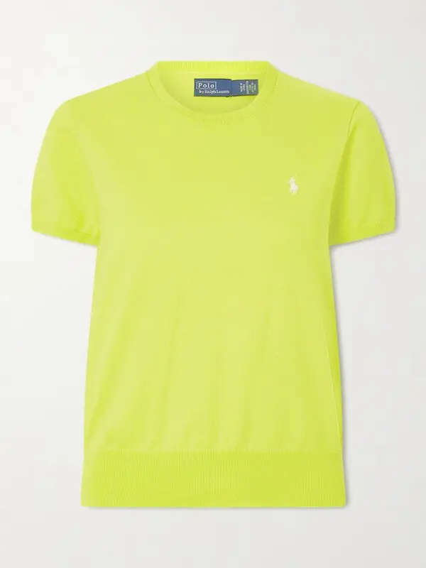 Polo Ralph Lauren Embroidered Cotton-blend Sweater - Green