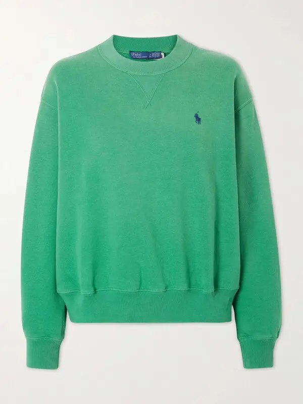 Polo Ralph Lauren Embroidered Cotton-blend Sweater - Green