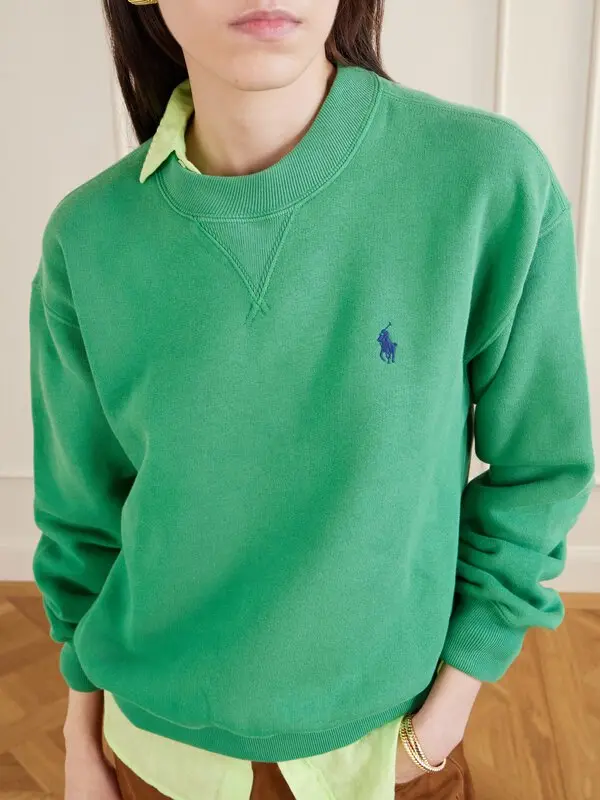 Polo Ralph Lauren Embroidered Cotton-blend Sweater - Green