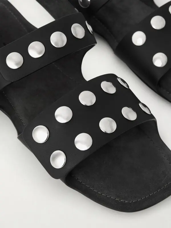 Khaite Boden Studded Leather Sandals - Black