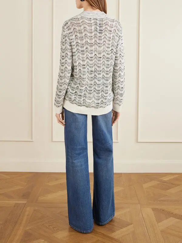 Missoni Striped Crochet-knit Sweater - White