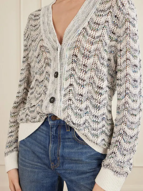 Missoni Striped Crochet-knit Sweater - White