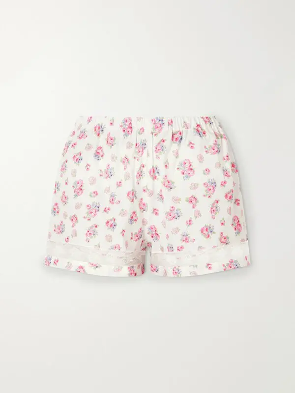 Loretta Caponi Rosita Floral-print Cotton Shorts - Pink