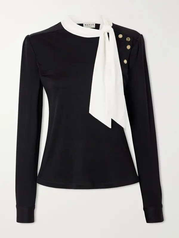 Maison Mayle Silk Shirt With Tie Detailing - Black
