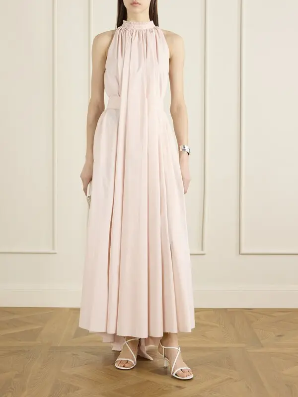Sasuphi Belted Pleated Cotton-blend Maxi Dress