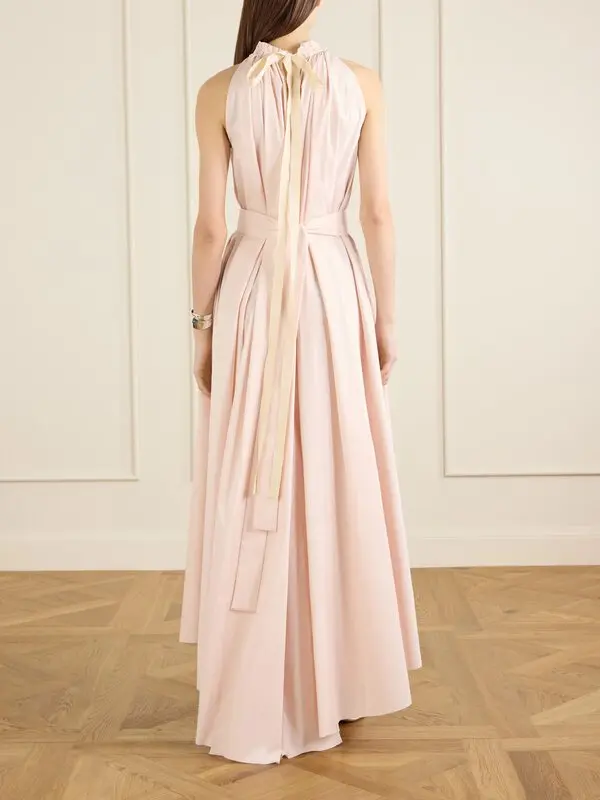 Sasuphi Belted Pleated Cotton-blend Maxi Dress