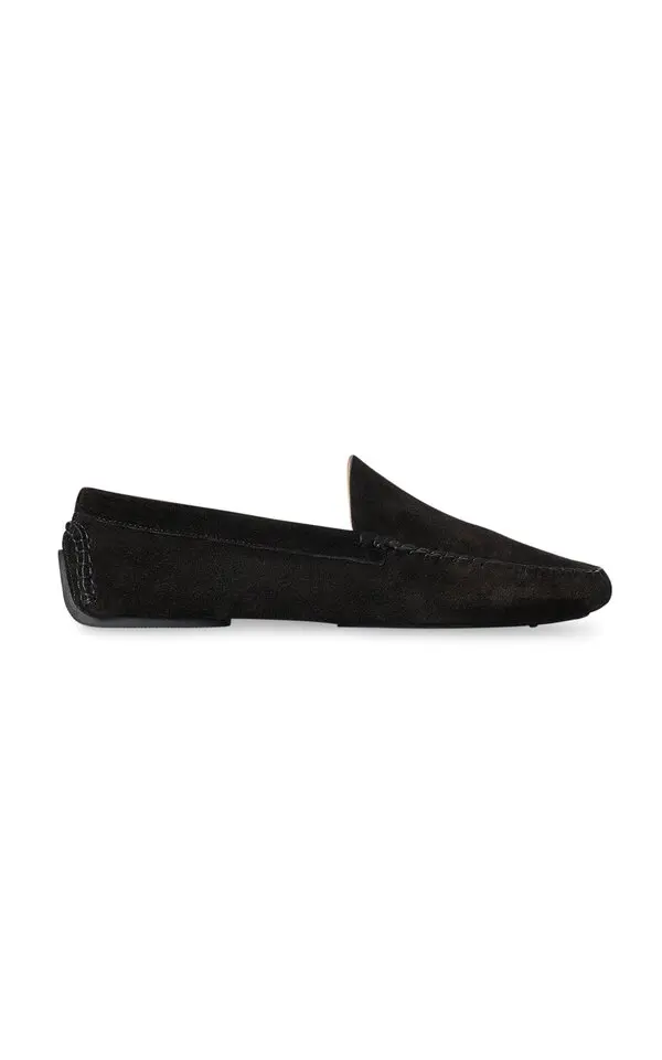 THE ROW Lucca Suede Loafers - Black
