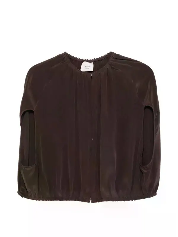 ALYSI Cut-out Silk Cape - Brown