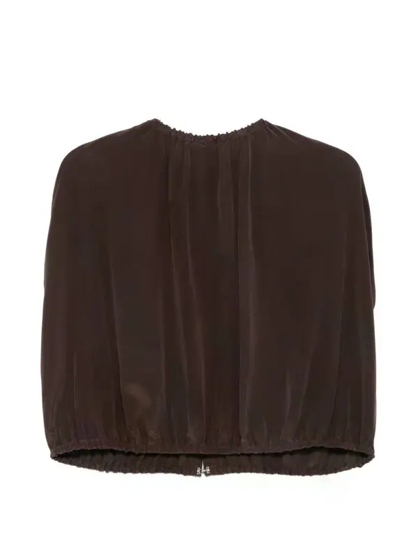 ALYSI Cut-out Silk Cape - Brown
