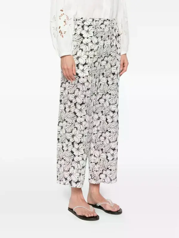 Max Mara Floral-pattern Trousers - White
