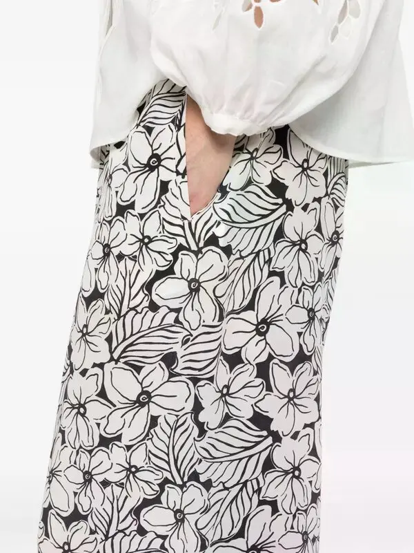 Max Mara Floral-pattern Trousers - White