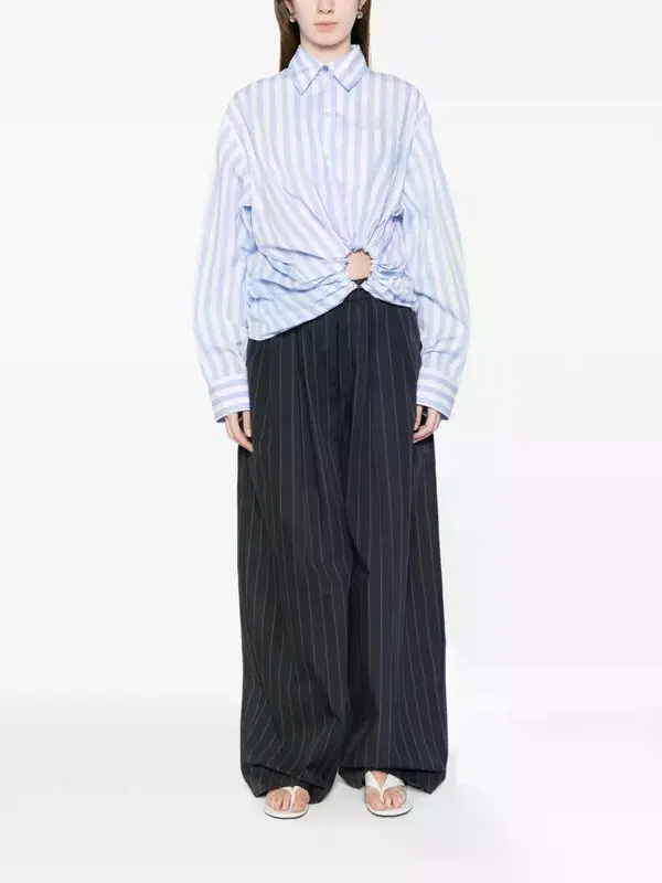 Sportmax Striped Twist-detail Shirt - Blue