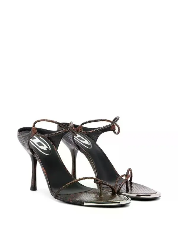 DIESEL® D-diam's Thin Cord Sandals In Croc-effect Leather