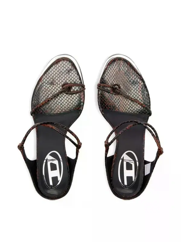 DIESEL® D-diam's Thin Cord Sandals In Croc-effect Leather