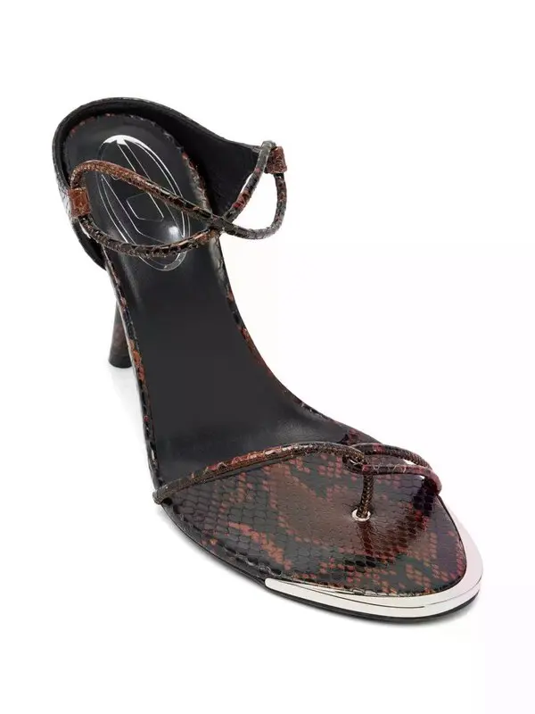 DIESEL® D-diam's Thin Cord Sandals In Croc-effect Leather