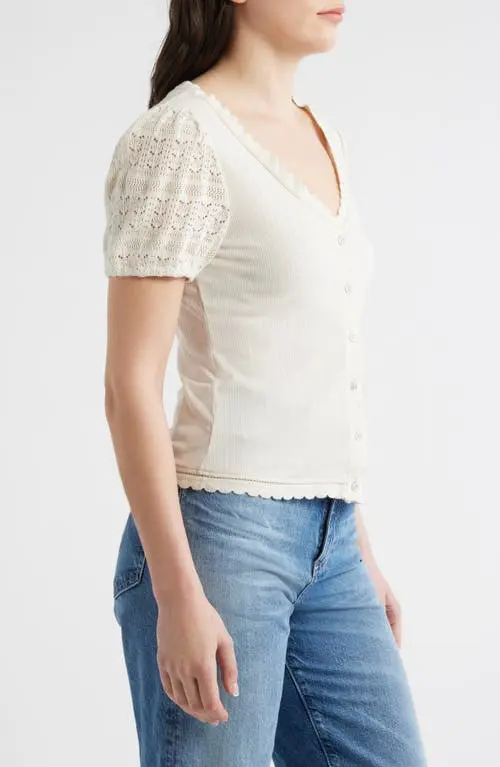 Lucky Brand Rib Knit Button-up Shirt