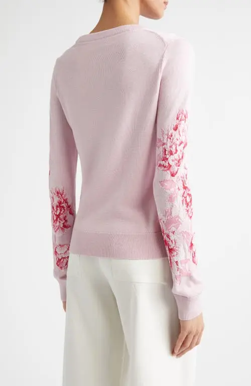 St. John Peony Intarsia Merino Wool-blend Sweater