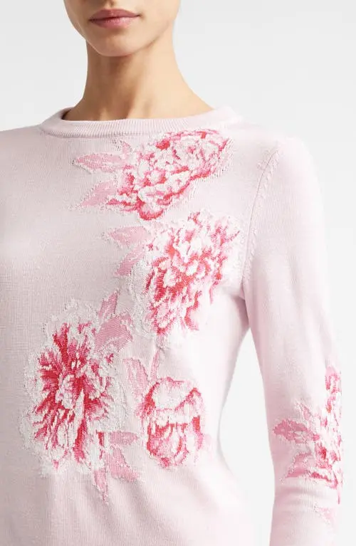 St. John Peony Intarsia Merino Wool-blend Sweater