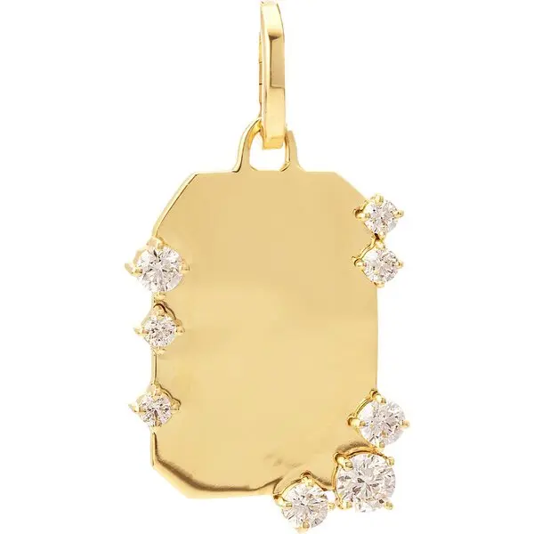 Adina Reyter Lab Grown Diamond Dog Tag Charm - Yellow Gold