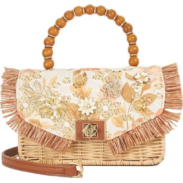 Dune London Blooms Raffia Handheld Bag - Orange