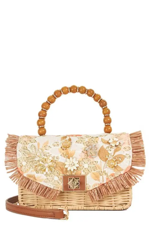 Dune London Blooms Raffia Handheld Bag - Orange