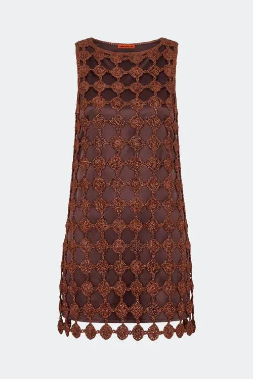 SIMONMILLER Sina Crochet Mini Dress - Copper/choco Brown