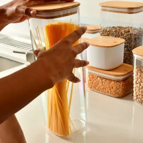 OU Stackable Airtight Food Storage Container With Wood Lid
