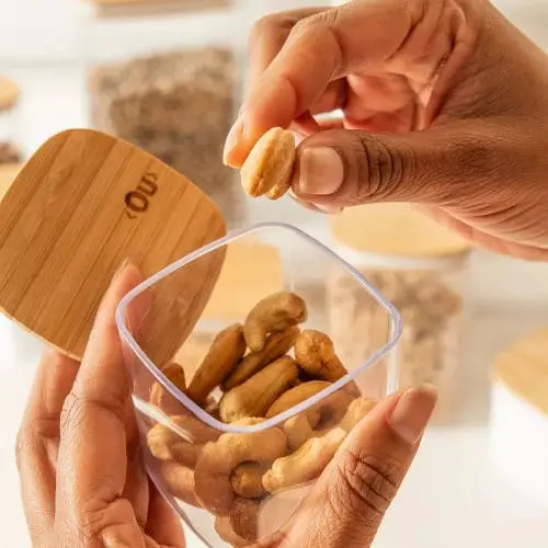 OU Stackable Airtight Food Storage Container With Wood Lid