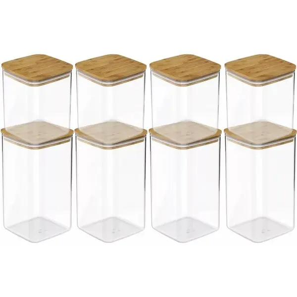 OU Airtight Stackable Food Storage Container Set With Wood Lids