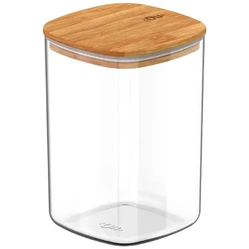 OU Stackable Airtight Food Storage Container With Wood Lid - Clear