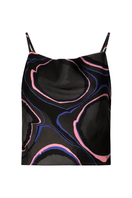 UNTITLED IN MOTION Amman Cowl-neck Crop Tank - Obsidian