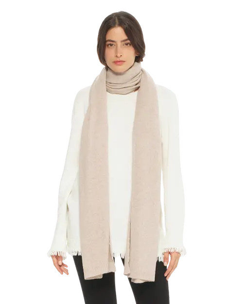 MONTICELLI CASHMERE Lightweight Pure Cashmere Long Wrap Scarf - Beige
