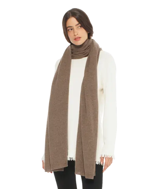 MONTICELLI CASHMERE Lightweight Pure Cashmere Long Wrap Scarf - Brown