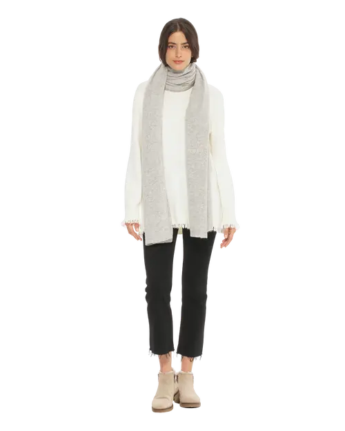 MONTICELLI CASHMERE Pure Cashmere Wrap Scarf - Light Grey