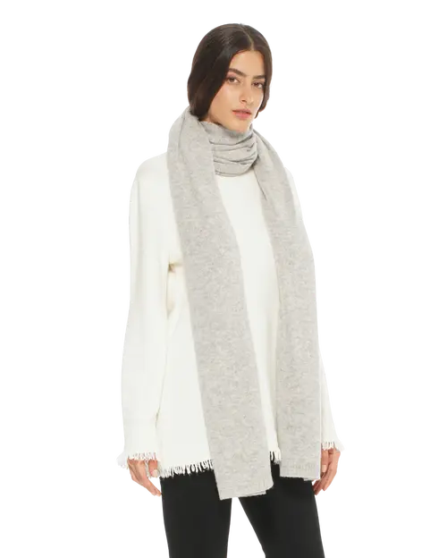 MONTICELLI CASHMERE Pure Cashmere Wrap Scarf - Light Grey