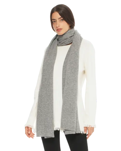 MONTICELLI CASHMERE Lightweight Pure Cashmere Long Wrap Scarf - Melange Grey