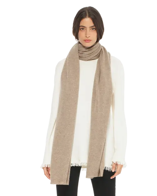 MONTICELLI CASHMERE Lightweight Pure Cashmere Long Wrap Scarf - Taupe