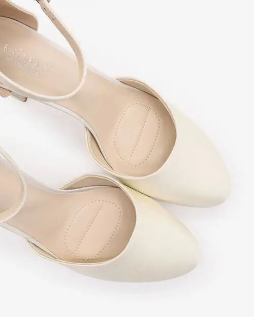 KAILEE P Satin Heels With Ankle Strap - Ivory